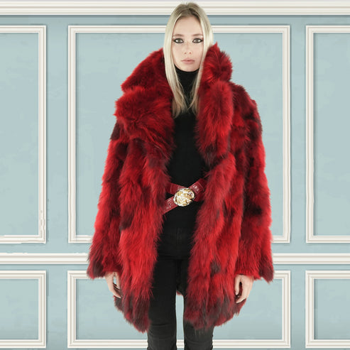 Buy Online Red Black Genuine Raccoon Fur Coat - Sherrill & Bros ...